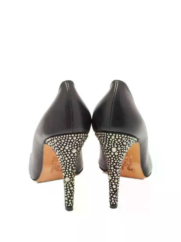 GINA 110mm Crystal-embellished Leather Pumps