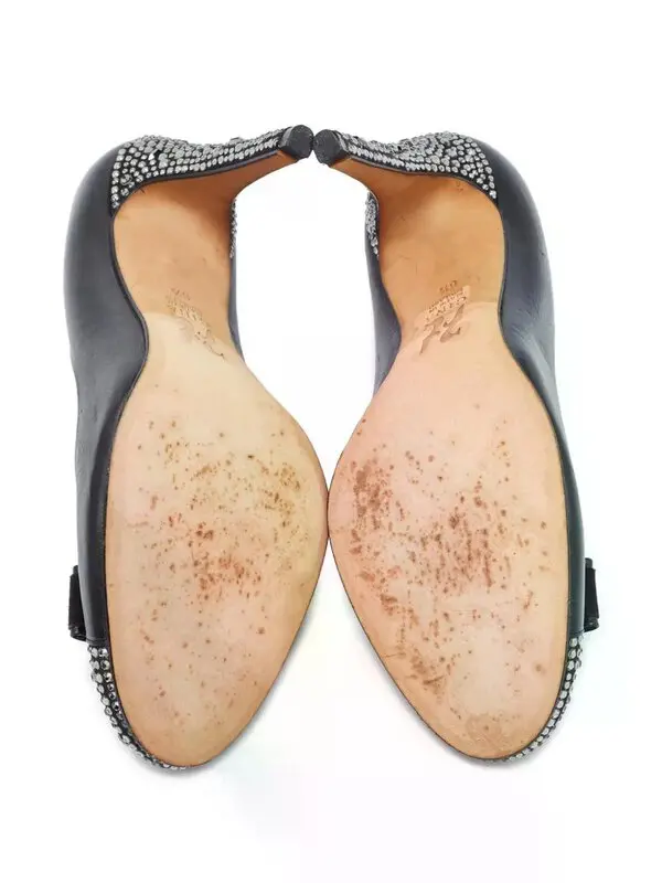GINA 110mm Crystal-embellished Leather Pumps
