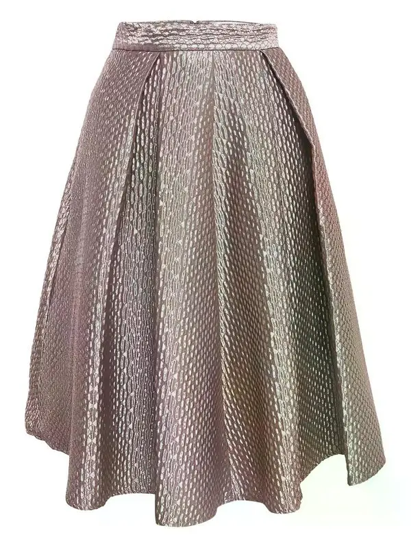 SELF-PORTRAIT Pleated Metallic Midi Skirt