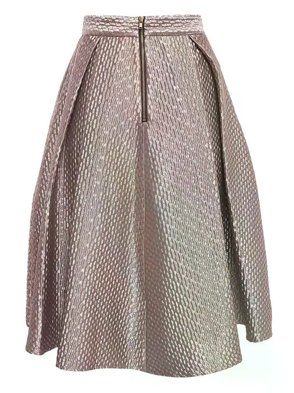 SELF-PORTRAIT Pleated Metallic Midi Skirt