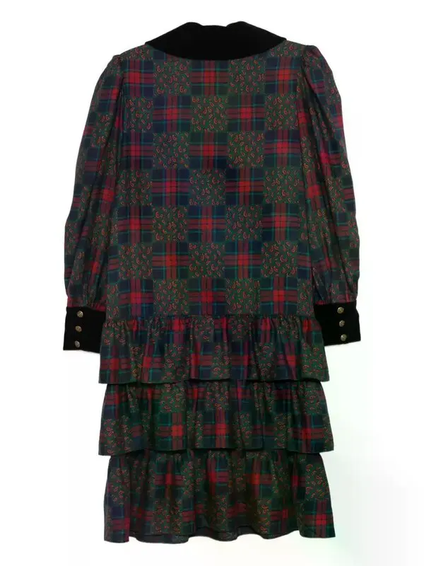Saint Laurent 1970s Plaid Ruffled Dress