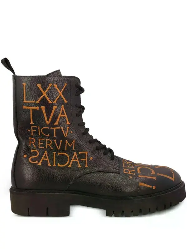 Moschino 40mm Lettering-embroidered Leather Boots