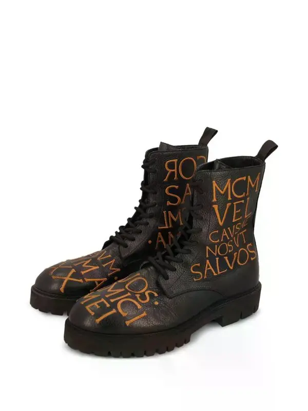 Moschino 40mm Lettering-embroidered Leather Boots