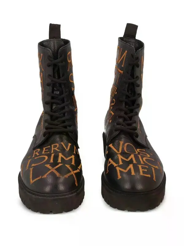 Moschino 40mm Lettering-embroidered Leather Boots