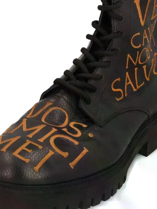 Moschino 40mm Lettering-embroidered Leather Boots