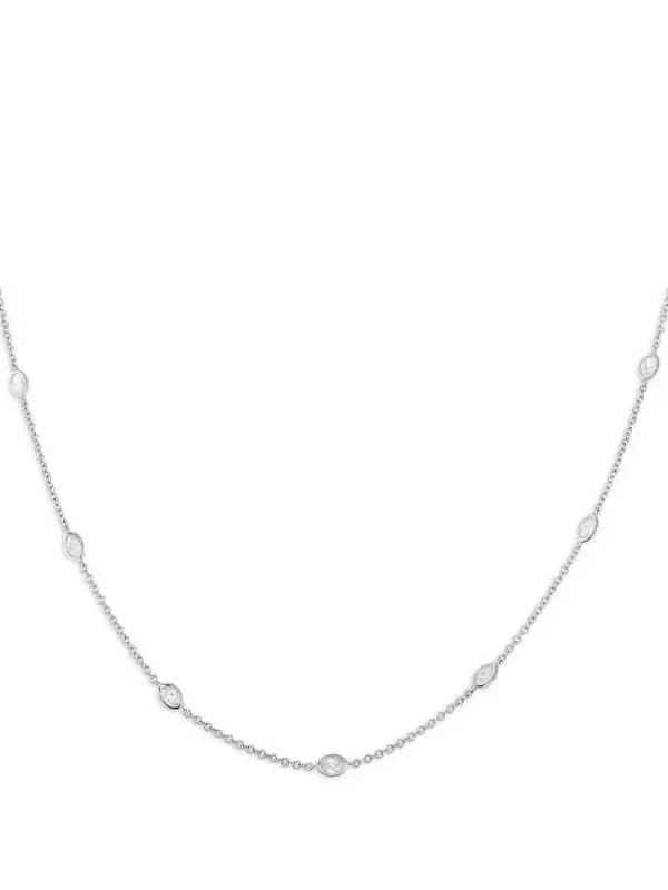 LB EXCLUSIVE 18k Gold Diamond Station Necklace - White