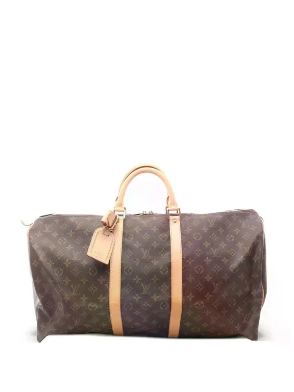 LOUIS VUITTON 2001 Monogram Keepall 55 Travel Bag - Brown