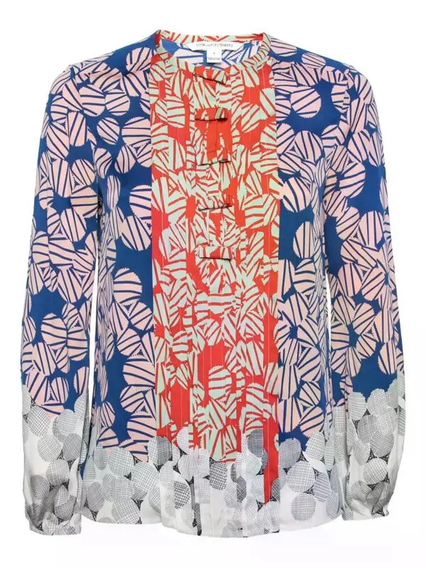 Diane Von Furstenberg Vintage Abstract-print Blouse - Blue