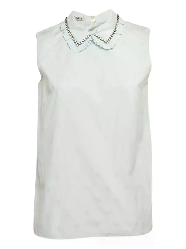Miu Miu Ruffled Embellished-collar Top