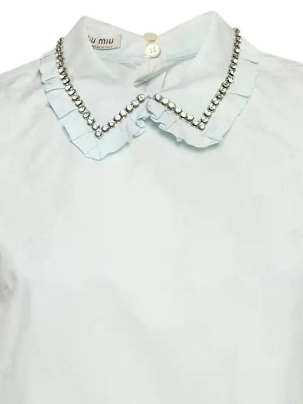 Miu Miu Ruffled Embellished-collar Top