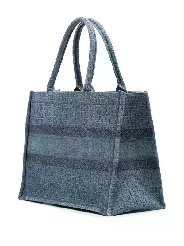 Dior Oblique Denim Book Tote Bag - Blue