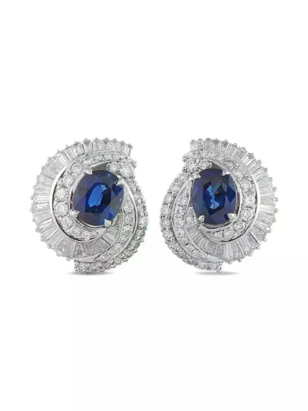 LB EXCLUSIVE Platinum Sapphire And Diamond Earrings - Silver