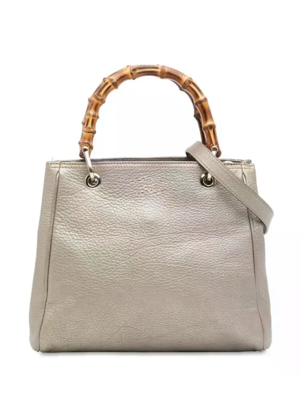 Gucci Small Calfskin Bamboo Shopper Satchel - Gold