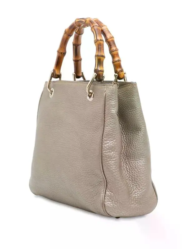 Gucci Small Calfskin Bamboo Shopper Satchel - Gold
