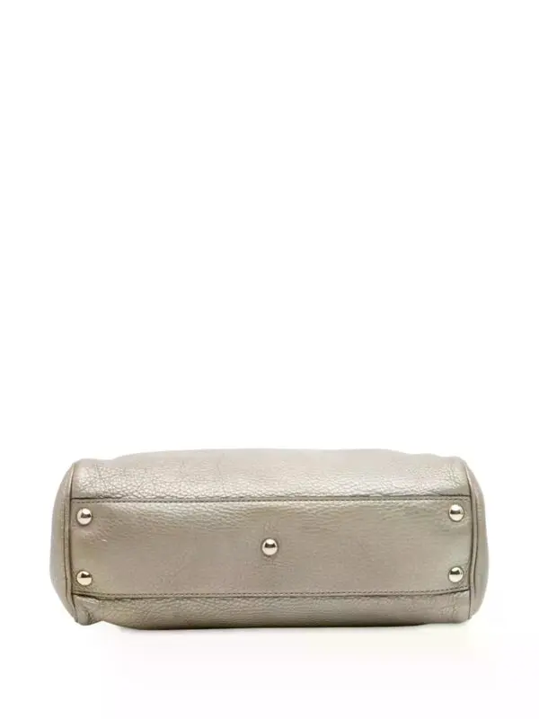 Gucci Small Calfskin Bamboo Shopper Satchel - Gold