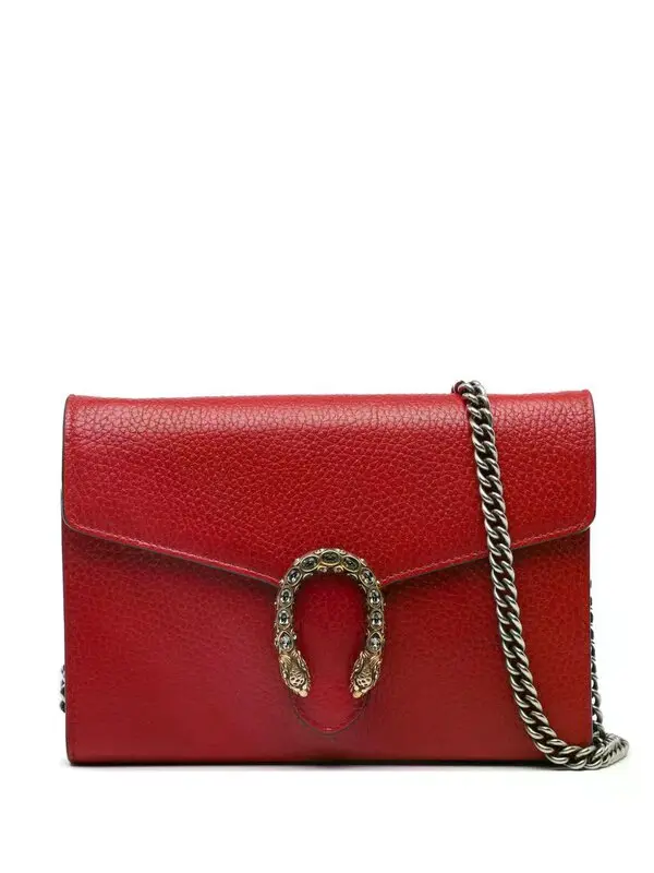 Gucci 2016-2025 Leather Dionysus Wallet On Chain - Red