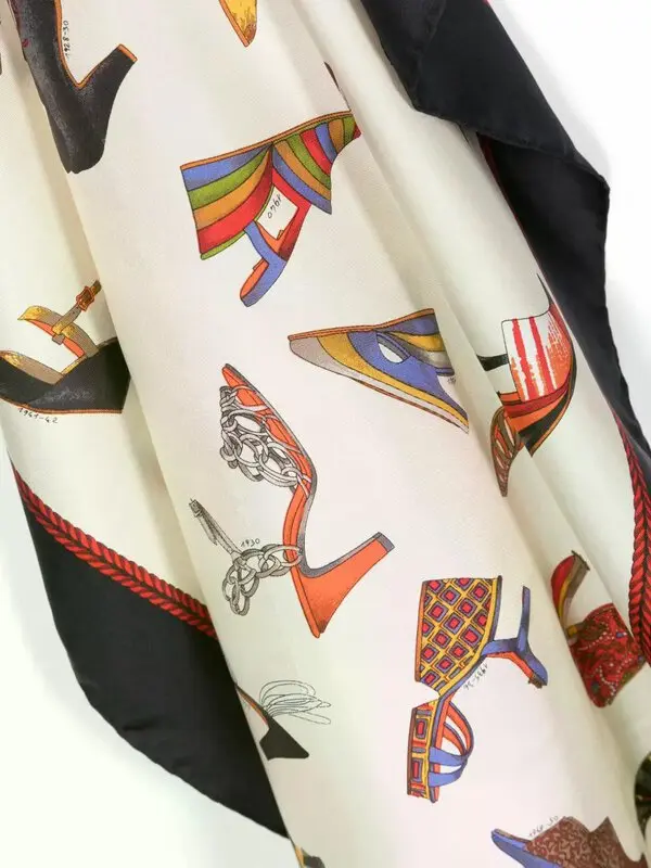 FERRAGAMO Shoe-print Silk Scarf - Blue