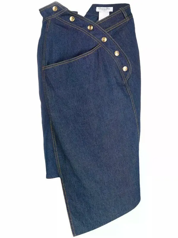Dior Pre-owned 2000s Asymmetric Denim Skirt - Blue