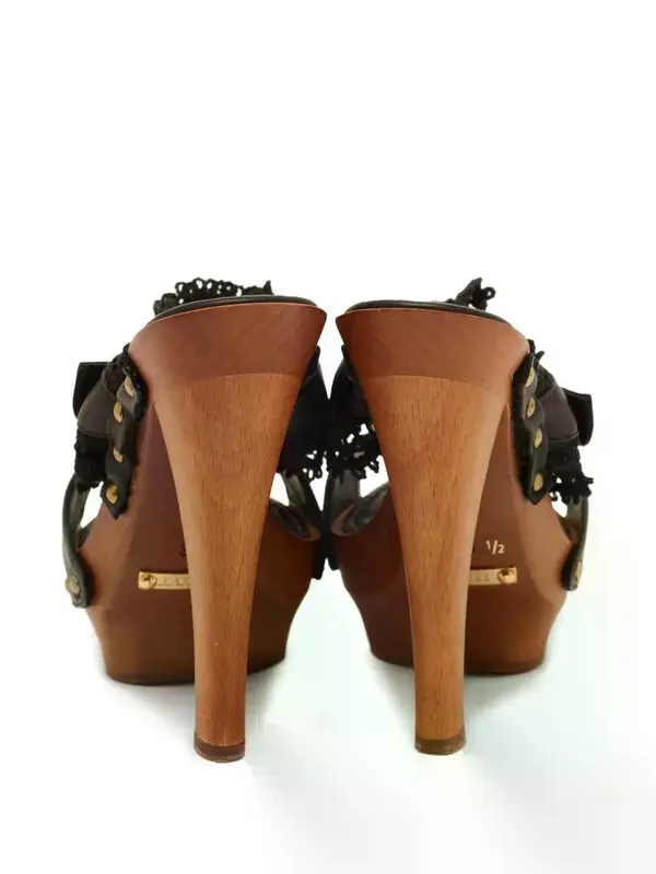LE SILLA Lace Wood Platform Sandals