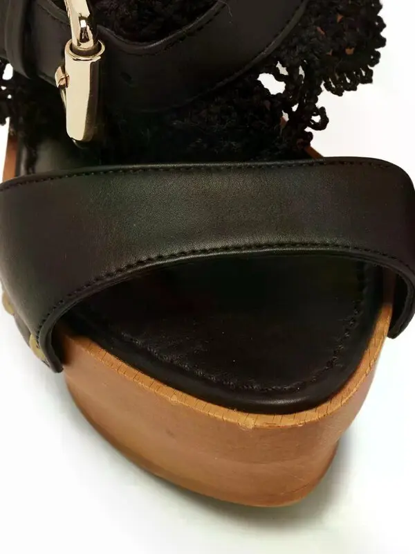 LE SILLA Lace Wood Platform Sandals