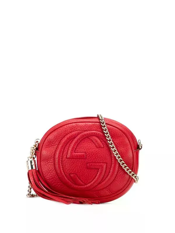 Gucci Mini Pebbled Calfskin Soho Chain Crossbody Bag - Red