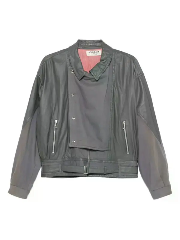 A.N.G.E.L.O. VINTAGE CULT 1980s Leather Panelled Jacket - Grey
