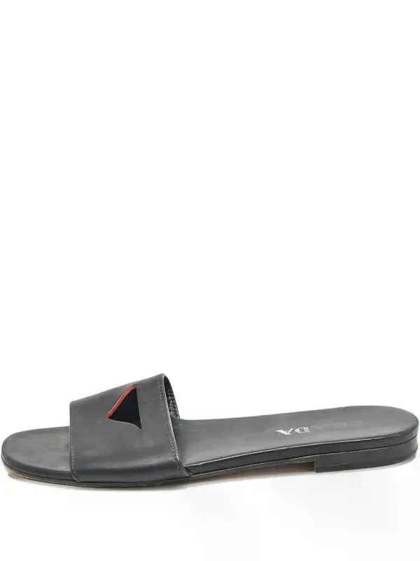 Prada Leather Triangle Slide Sandals