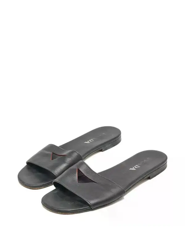 Prada Leather Triangle Slide Sandals