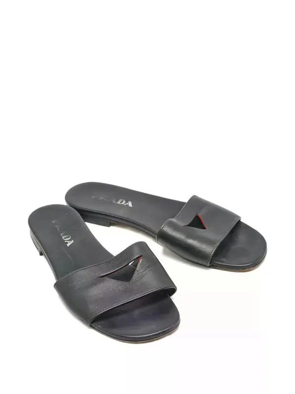 Prada Leather Triangle Slide Sandals