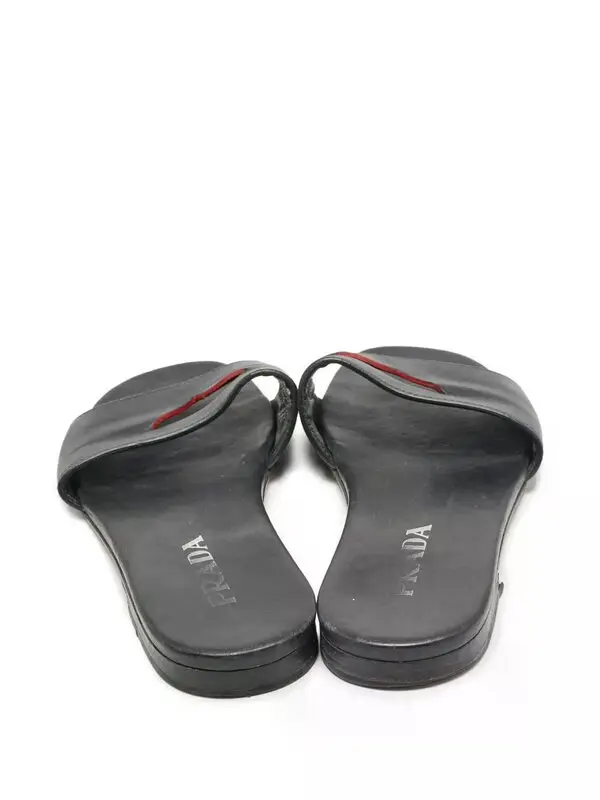 Prada Leather Triangle Slide Sandals