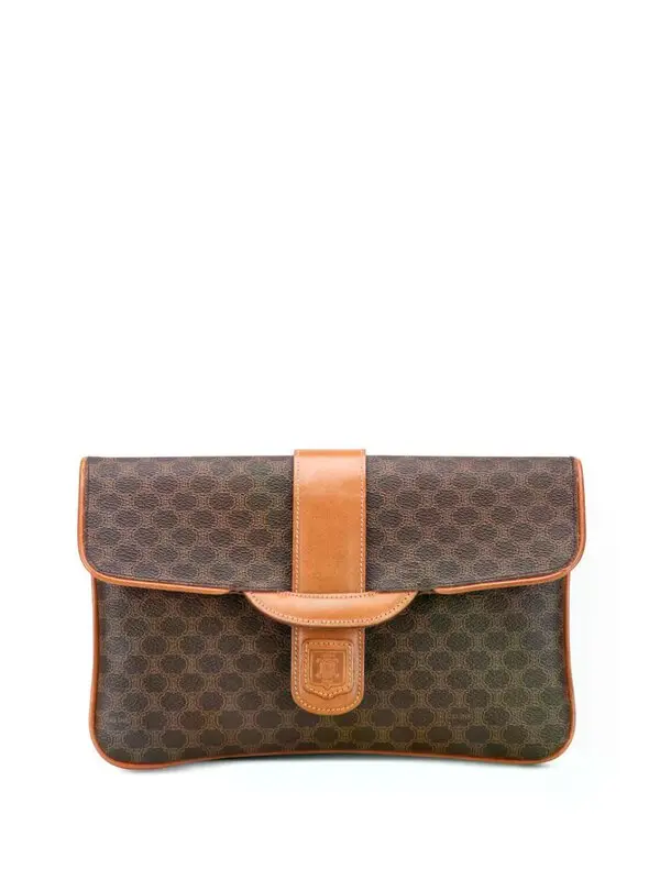 Celine 20th Century Macadam Coated Canvas Clutch