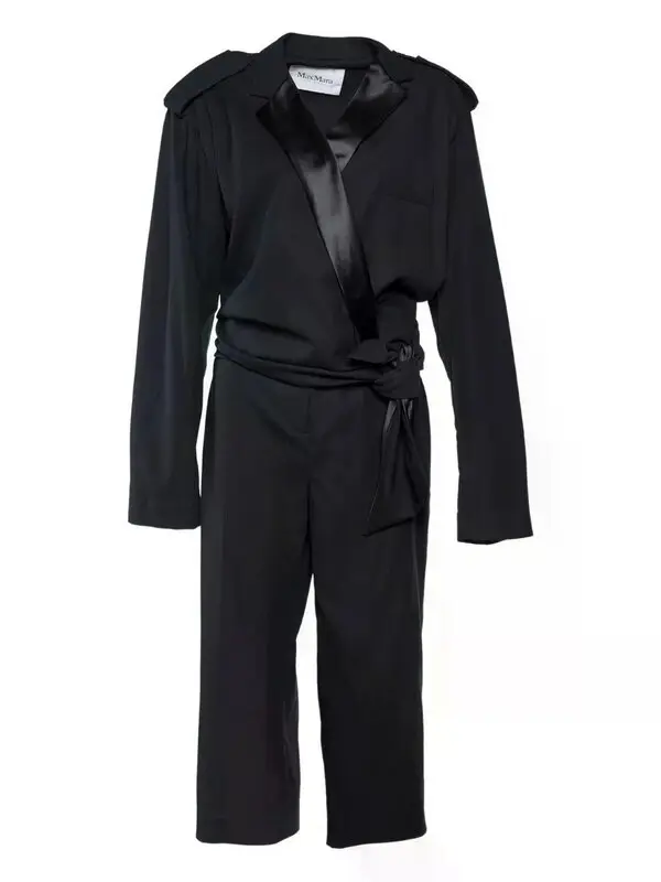 Max Mara Tie-detail Cotton Jumpsuit - Black