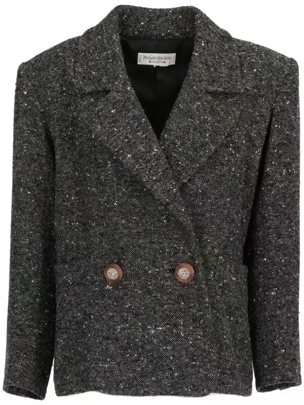 Saint Laurent Pre-owned 1980 Marbled Wool Jacket - Grey