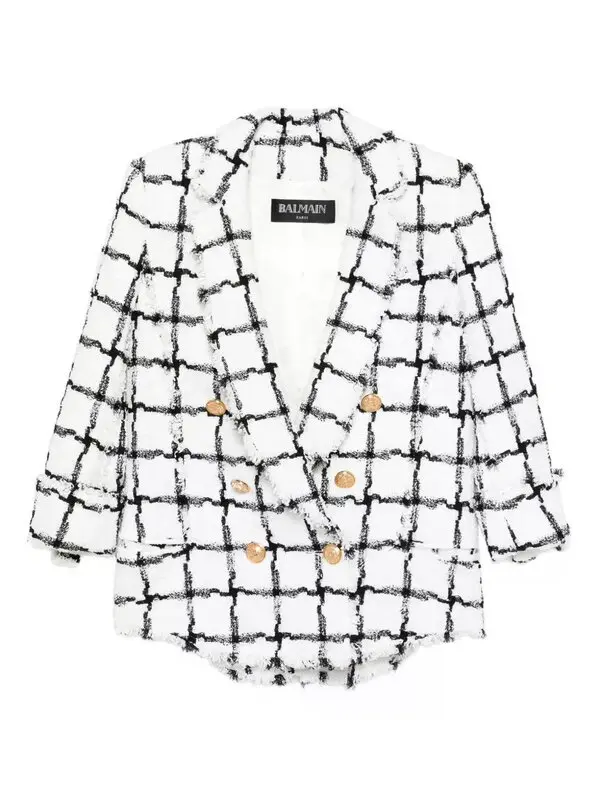 Balmain Grid-pattern Buttoned Jacket - Black