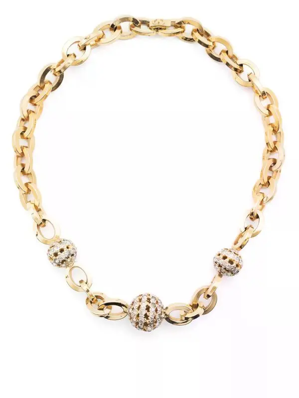 Valentino Garavani 1980s Crystal-embellished Chain Necklace - Gold