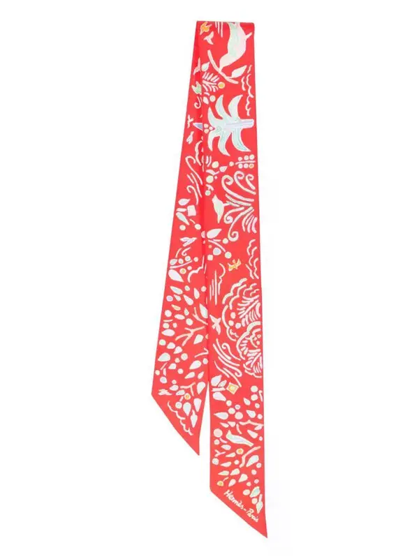 Hermès Do Re Boucles Silk Twilly Scarf - Red
