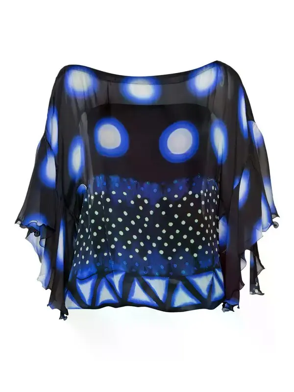 Roberto Cavalli Printed Ruffled Blouse