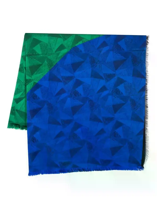Saint Laurent 1990s Patterned-jacquard Two-tone Silk Scarf - Blue