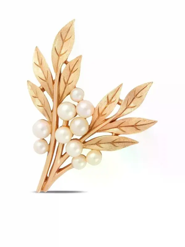SUSAN CAPLAN 1960s Trifari Plant Motif Brooch - Gold