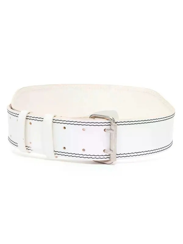 Gianfranco Ferre 1990s Stitched Buckled Belt - White