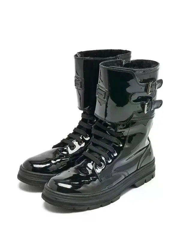 Dolce & Gabbana Patent-finish Combat Boots