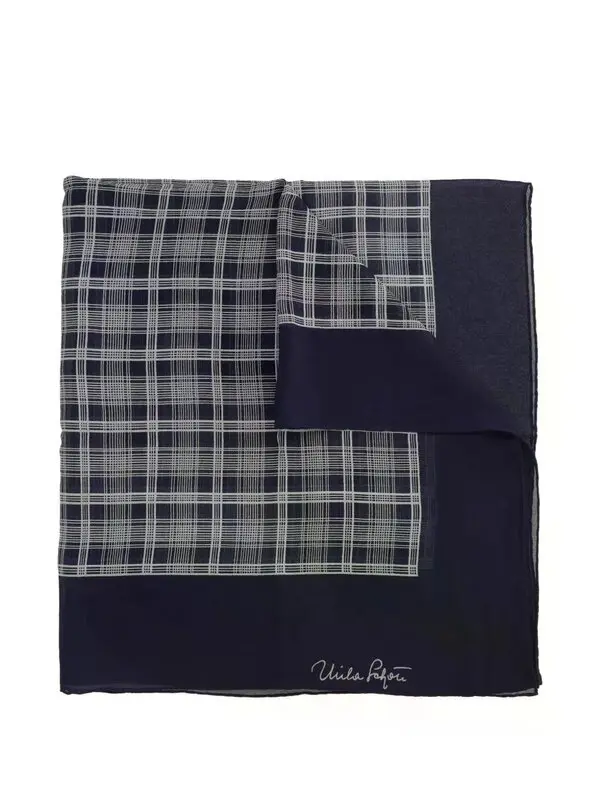 MILA SCHON Pre-owned Check-print Silk Scarf - Blue