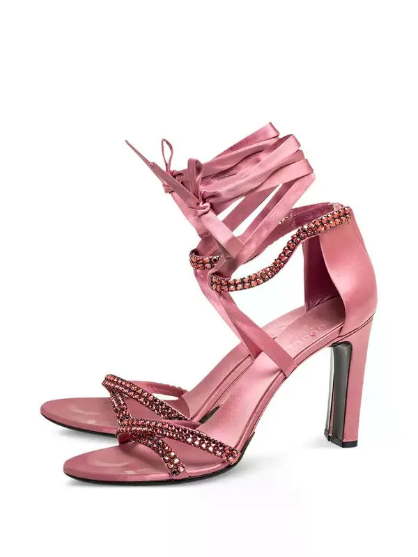 Gucci 105mm Satin Crystal-embellished Sandals