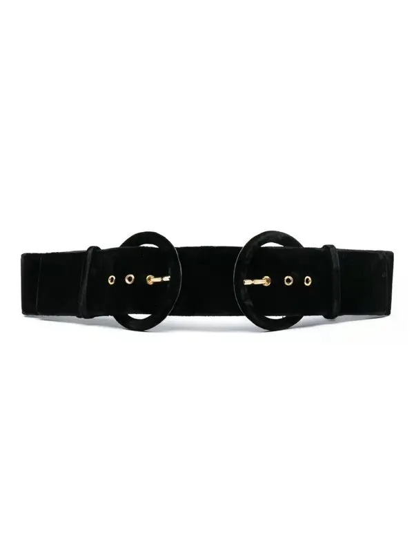 Gianfranco Ferre 2000s Buckled Velvet Belt - Black
