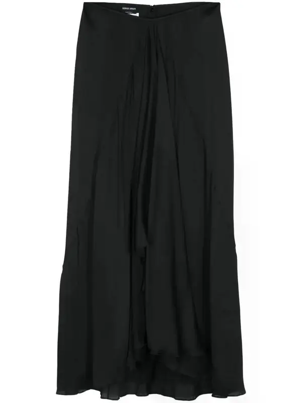 Giorgio Armani 2000s Draped-panel Silk Maxi Skirt