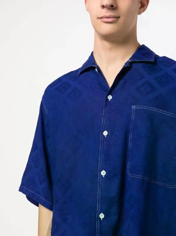 Gianfranco Ferre 1990s Patterned-jacquard Short-sleeved Shirt