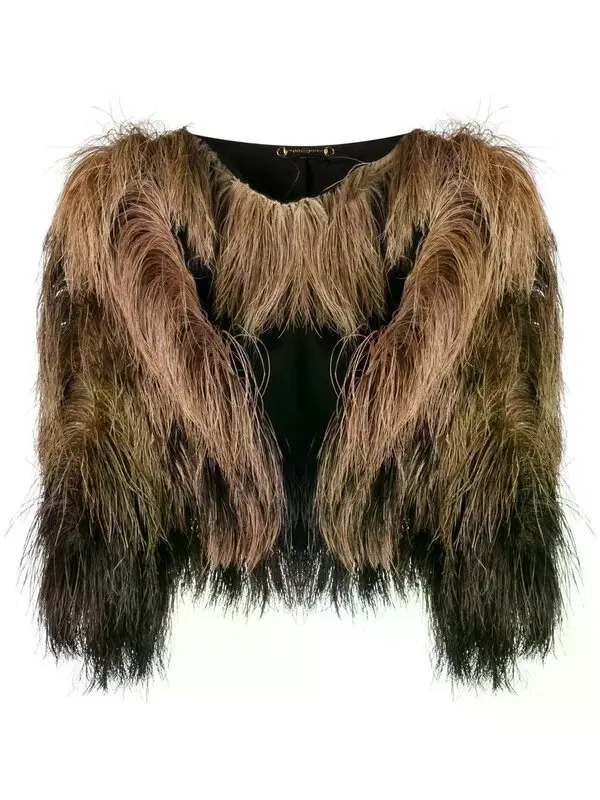 Gucci 2010s Two-tone Feather Sleeve Top