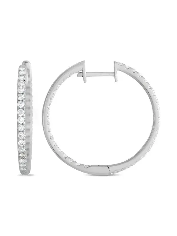 LB EXCLUSIVE 14k White Gold Diamond Hoop Earrings