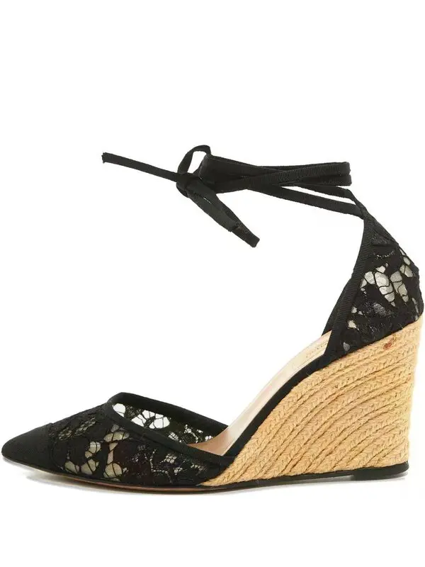 Valentino Garavani Lace Mesh Wedge Pumps
