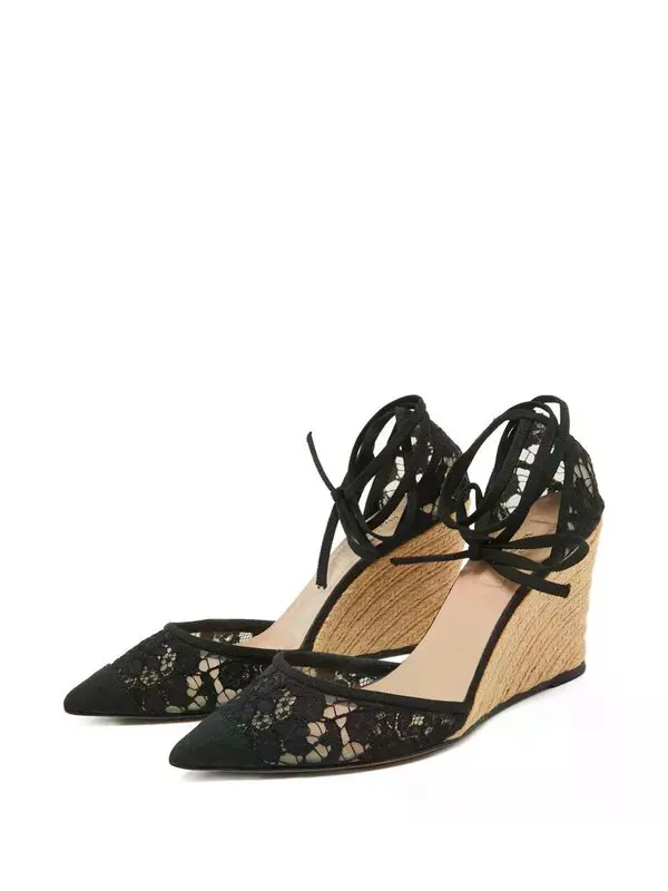 Valentino Garavani Lace Mesh Wedge Pumps